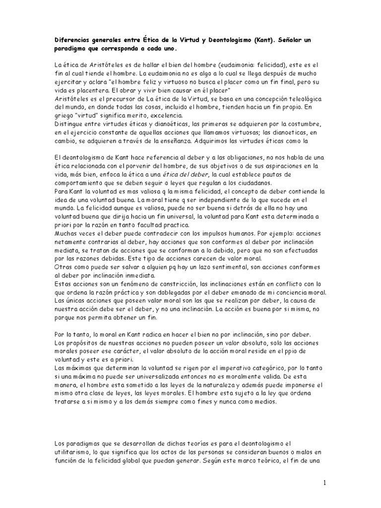 Etica de La Virtud y Deo | PDF | Utilitarismo | Estereotipos