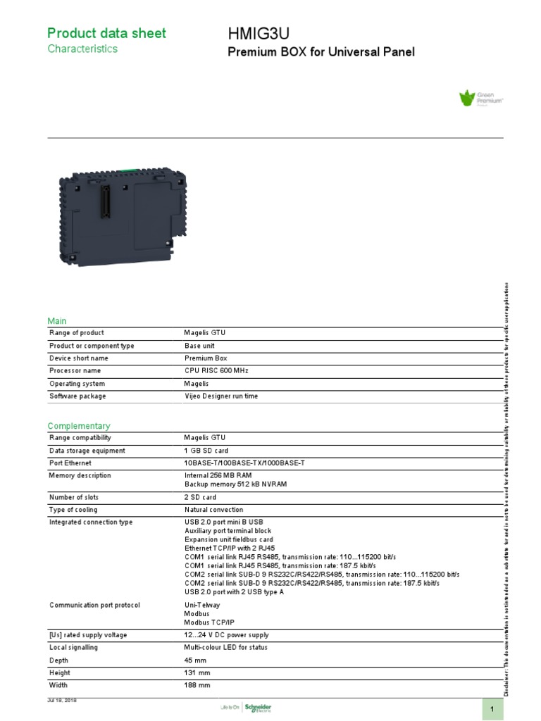 Magelis GTU - HMIG3U | PDF | Usb | Secure Digital