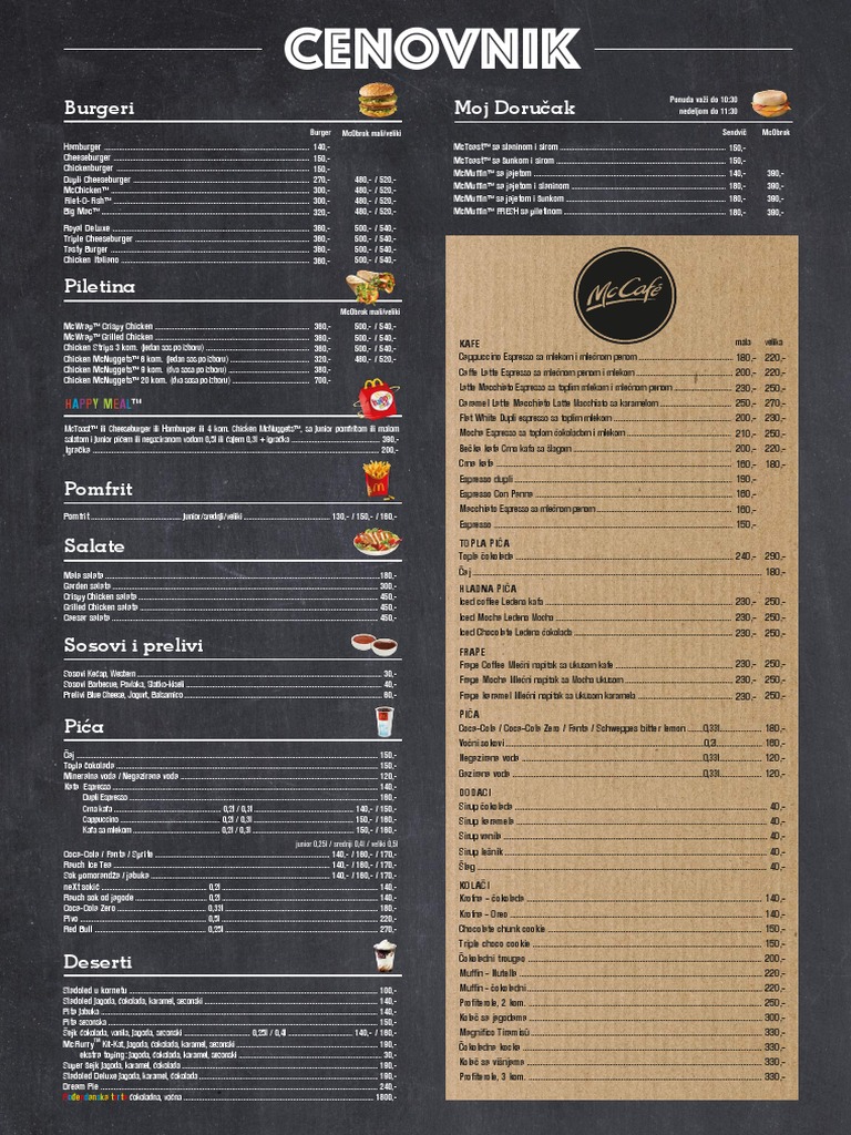 MCD Cenovnik 2018 PDF | PDF