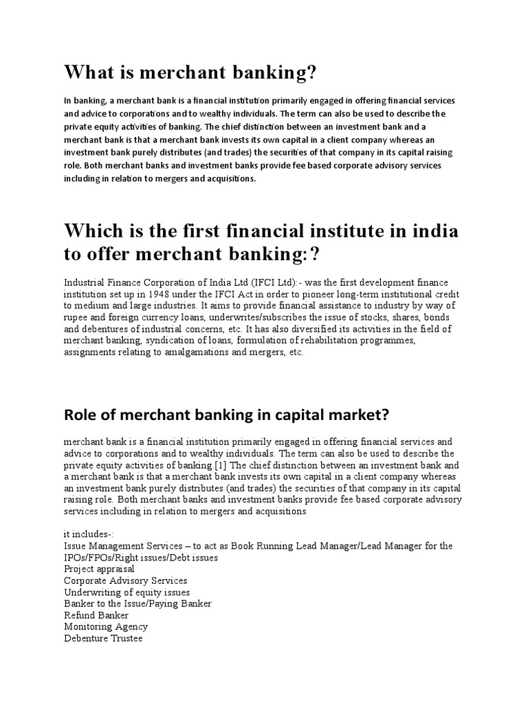 Merchant Banking Explained | PDF | Investment Banking | Investing