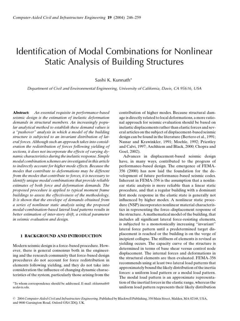 Identification of Modal Combinations For Nonlinear Static Analysis of ...
