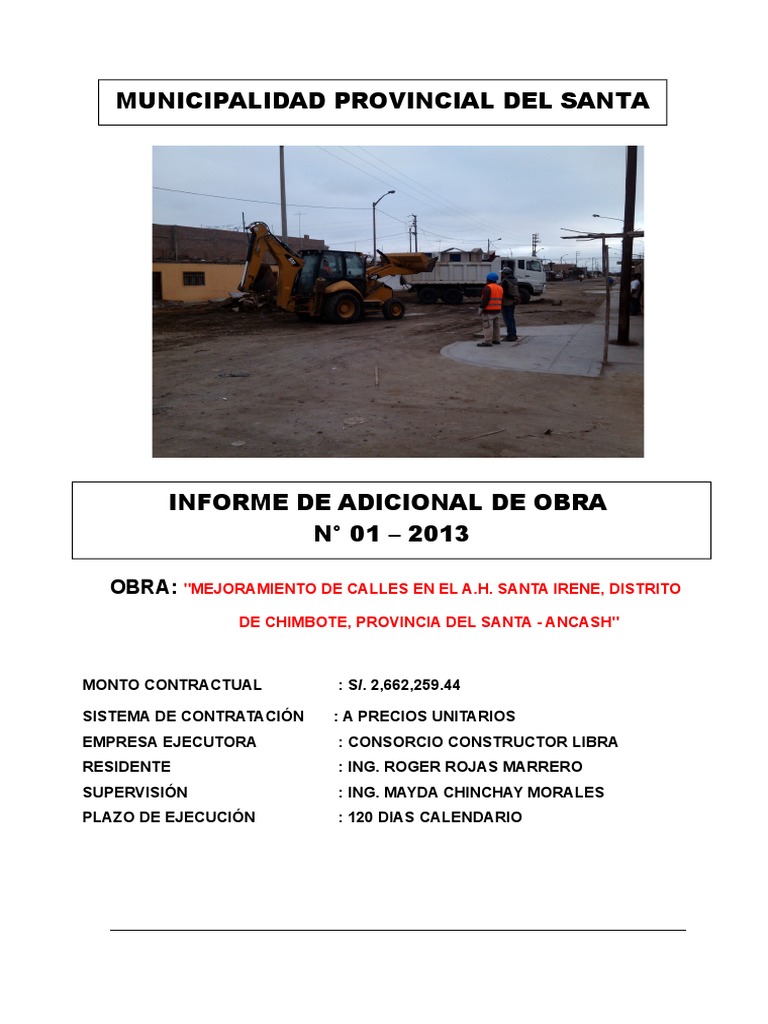Adicional de Obra | PDF | Peatonal | Presupuesto