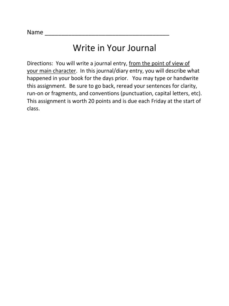 Write in Your Journal: Name | PDF