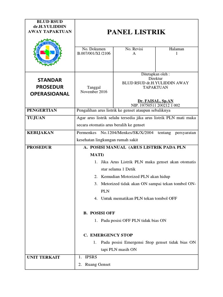 Sop Panel Listrik-01 | PDF