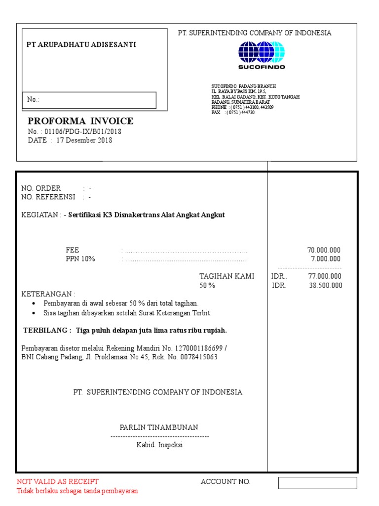 Proforma Inv Jet Preshipment September | PDF