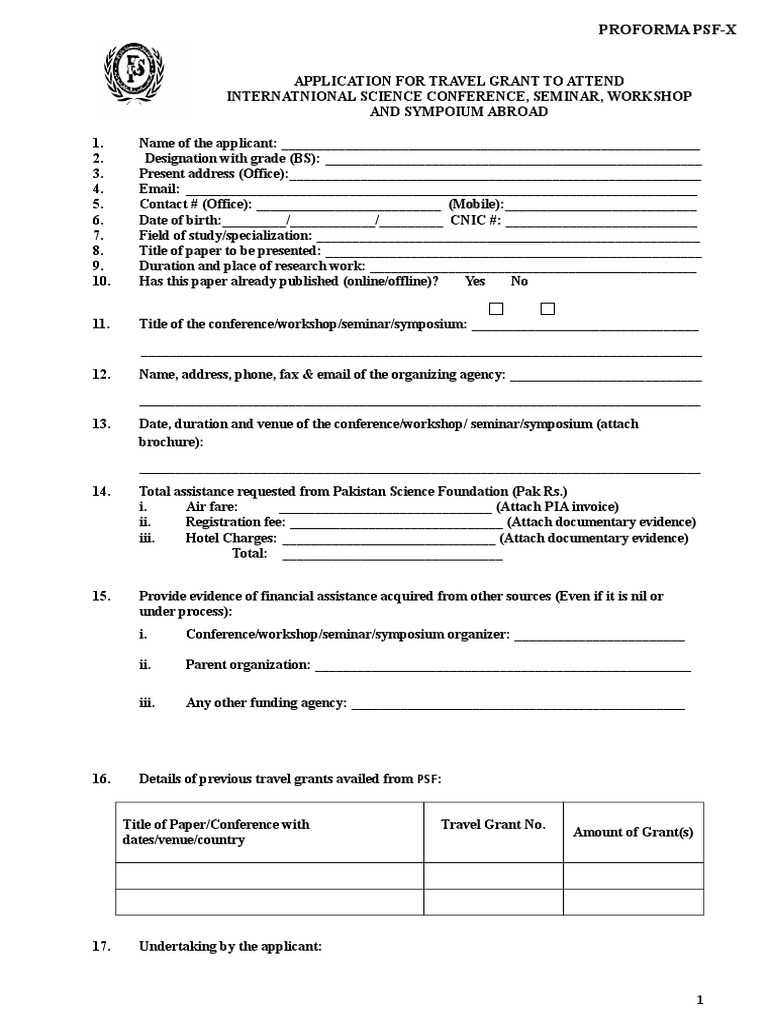 PSF Proforma (PSF-X) | PDF | Business