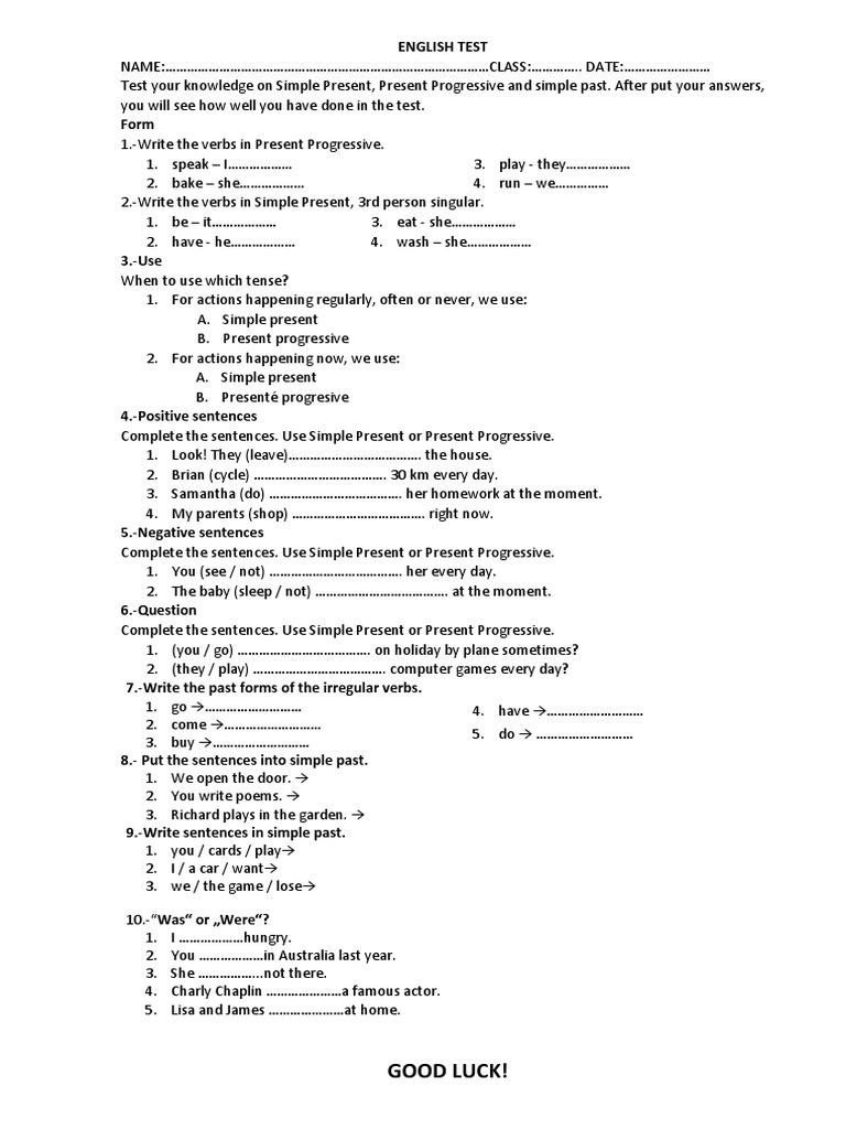 English Test: Good Luck! | PDF | Linguistics | Syntactic Relationships