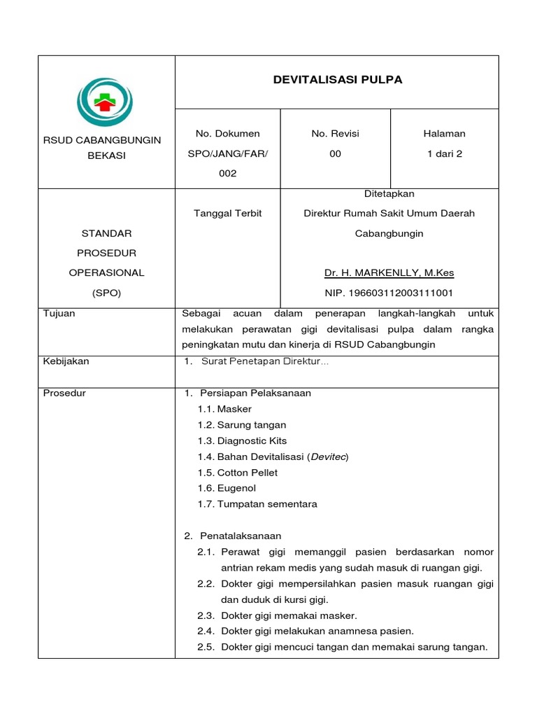 Devitalisasi Pulpa | PDF
