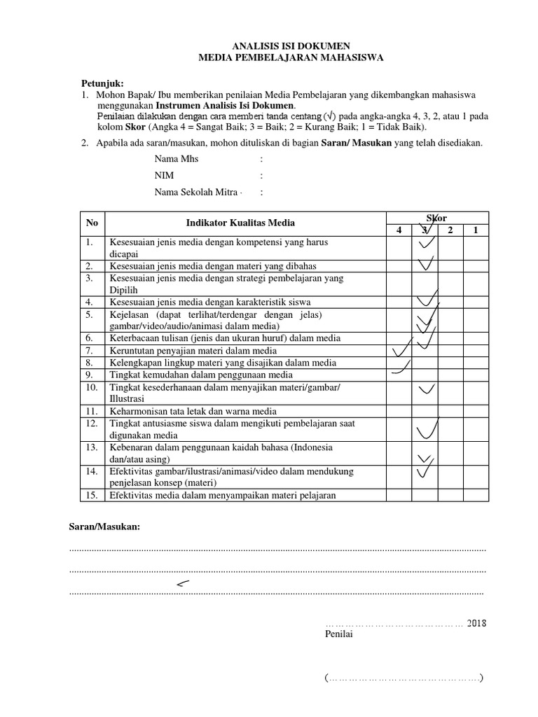 Instrumen Analisis Dokumen Media | PDF