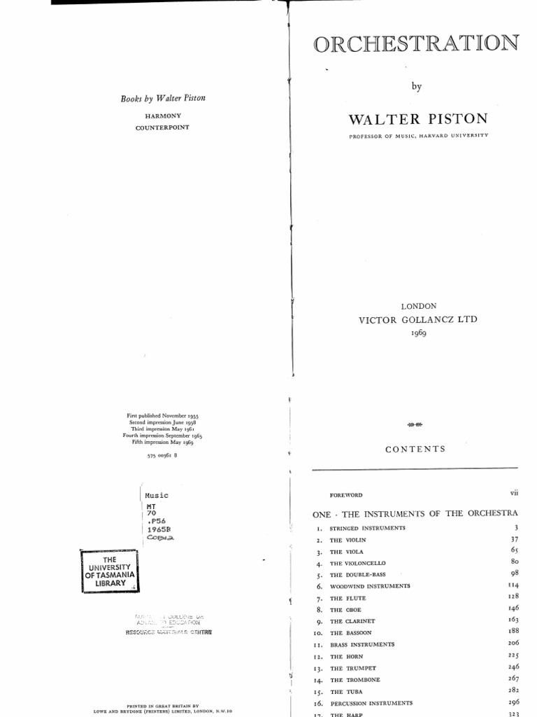 Walter Piston - Orchestration | PDF