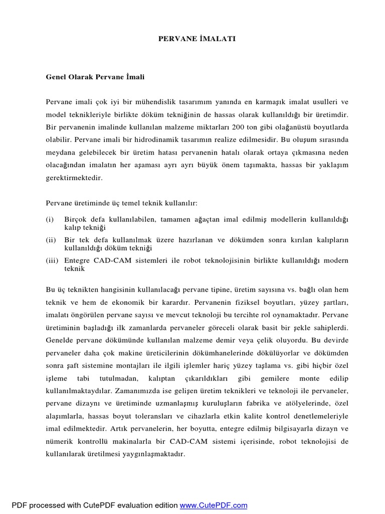 Pervane Imalati PDF | PDF