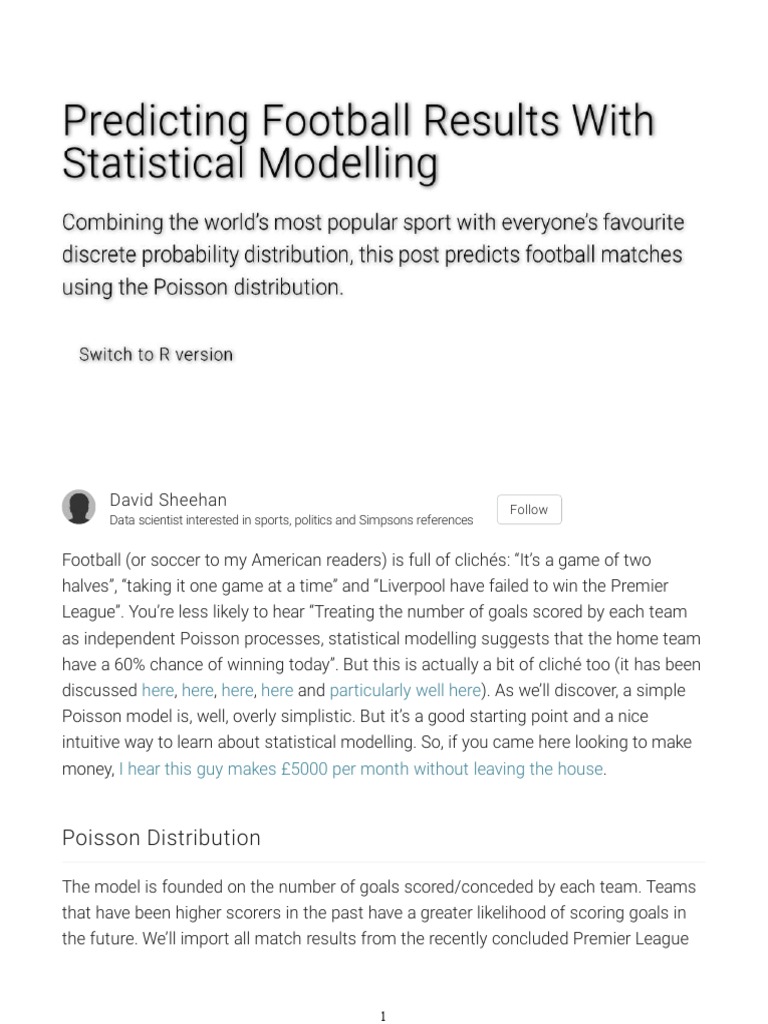 Predicting Football Results With Statistical Modelling in Python | PDF ...