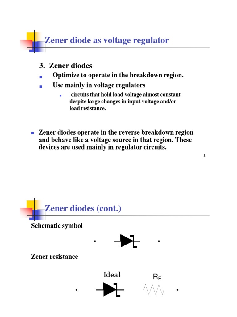 Zener Diodes as Voltage Regulators | PDF
