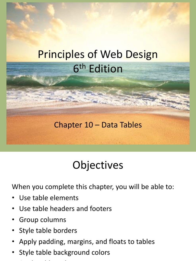 Using Tables To Display Data | PDF | Html Element | Cascading Style Sheets
