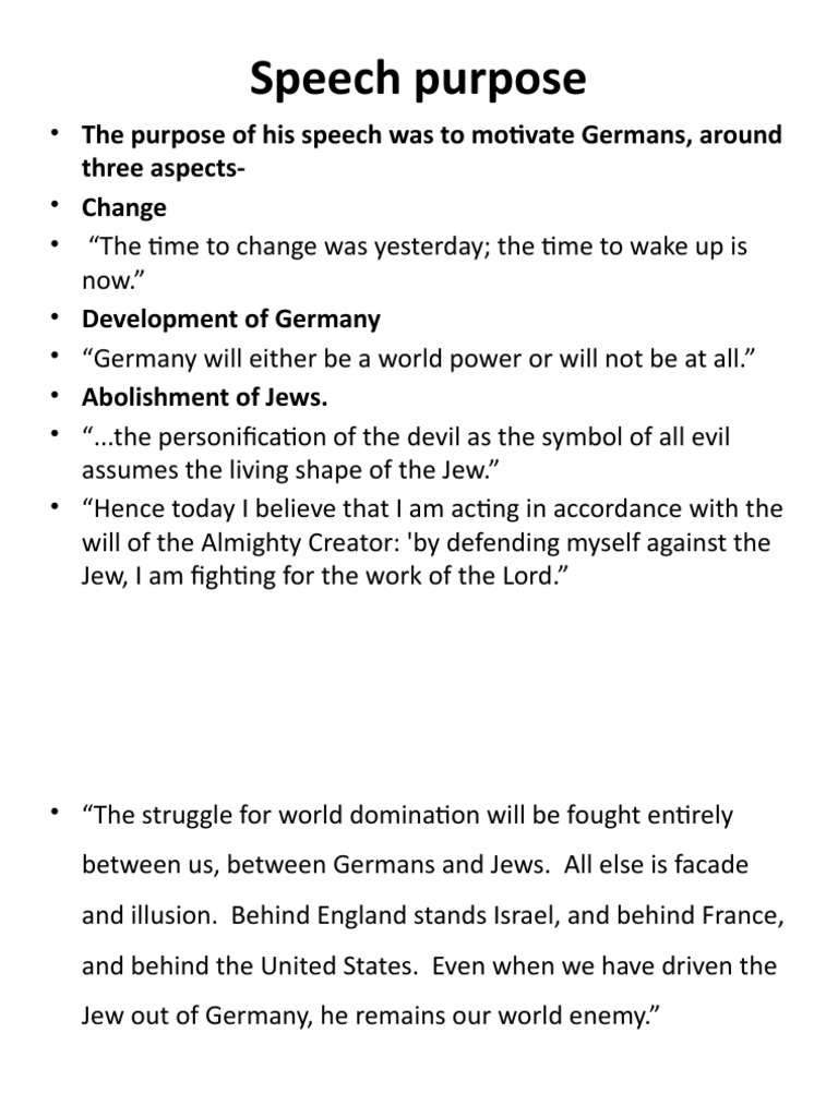 Hitler's Motivational Speech Analysis | PDF
