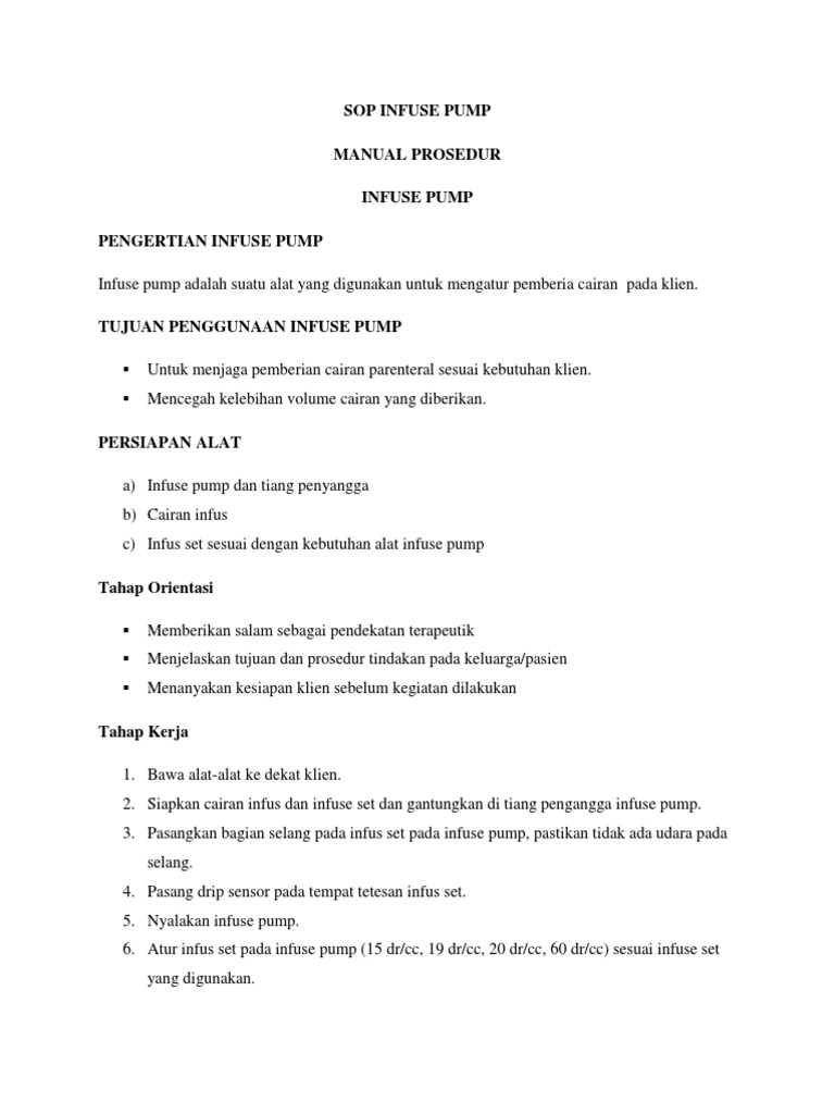 Sop Infuse Pump | PDF
