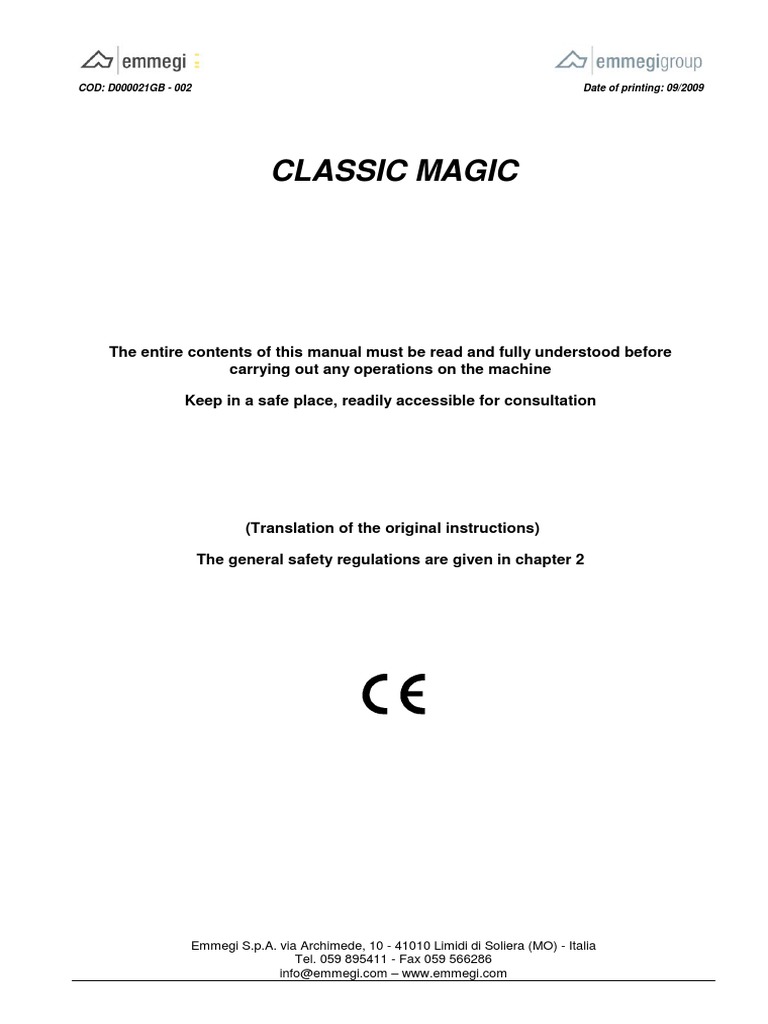 Classic Magic Manual | PDF | Switch | Safety