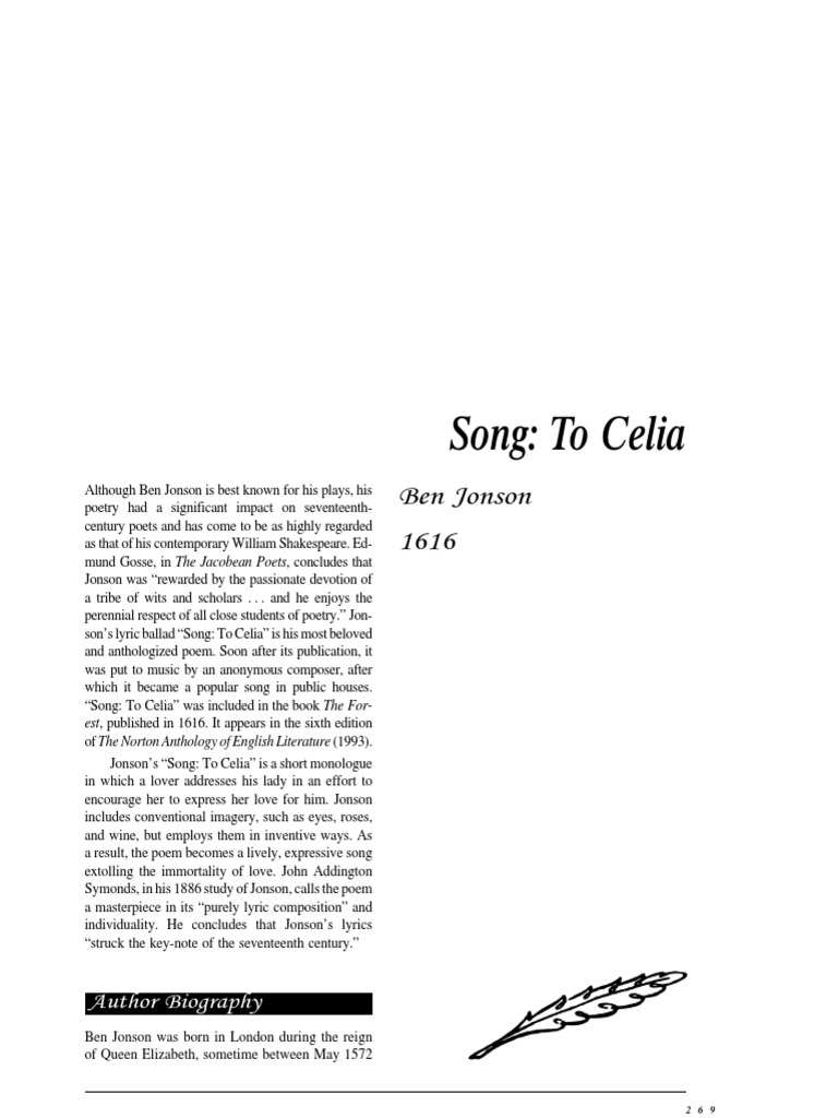 To Celia | Ben Jonson | Poetry
