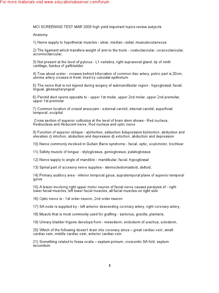 MCI FMGE 2009 Question Paper | PDF | Common Carotid Artery | Heart