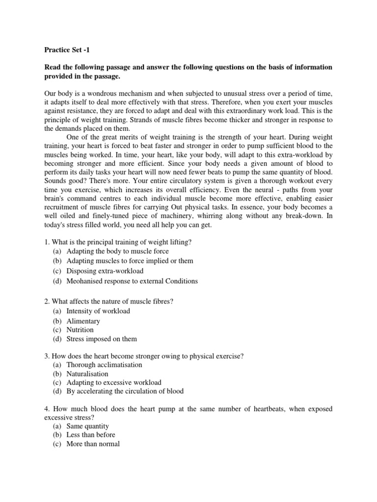 Reading Comprehension | PDF | Weight Training | Mahatma Gandhi