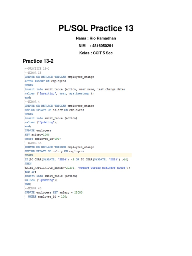RioRamadhan PLSQL Practice 13 | PDF