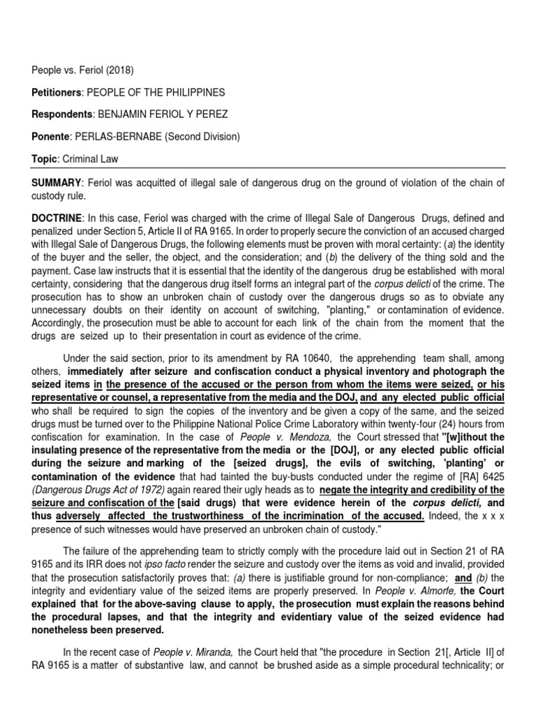 People vs. Feriol Digest | PDF | Search And Seizure | Prosecutor