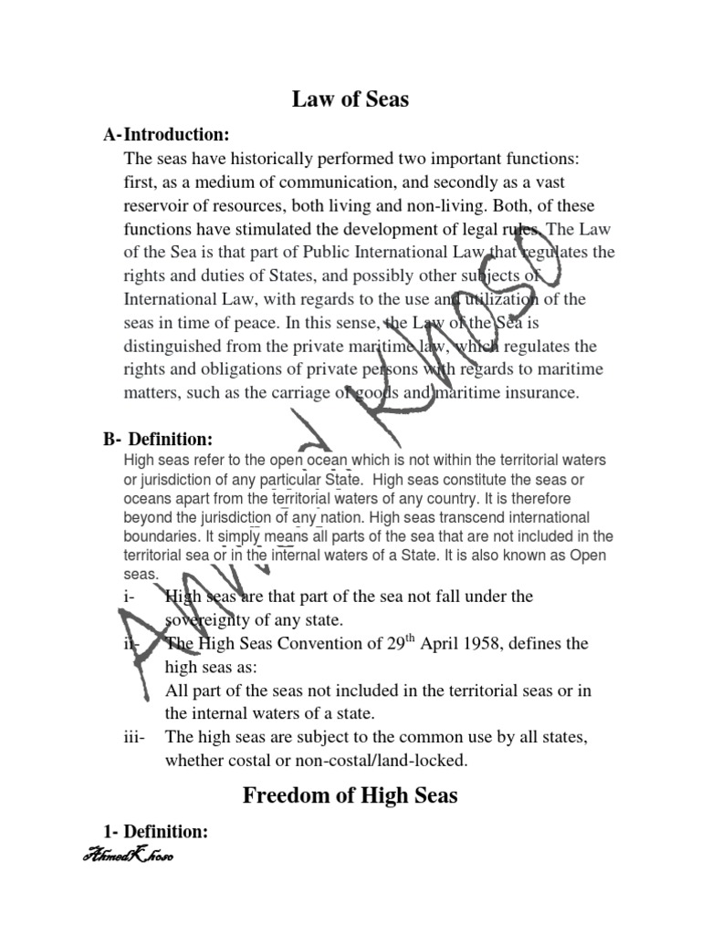 Law of Seas | Download Free PDF | Territorial Waters | United Nations Convention On The Law Of ...