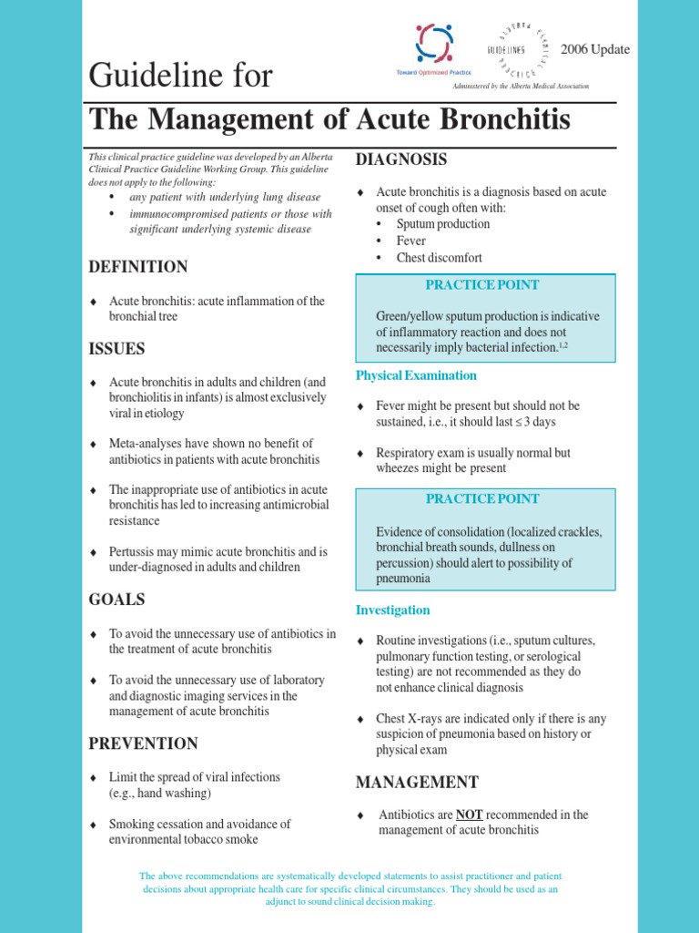 Bronchitis Guideline | PDF | Bronchitis | Cough