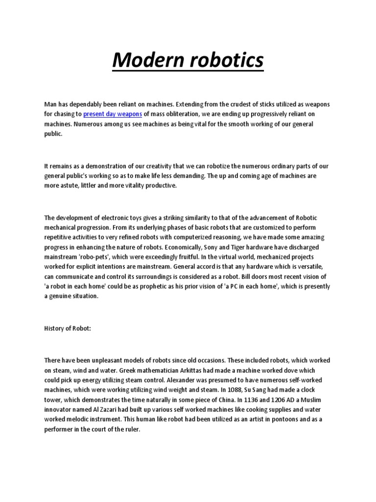 Modern Robotics: Present Day Weapons | PDF | Robot | Robotics