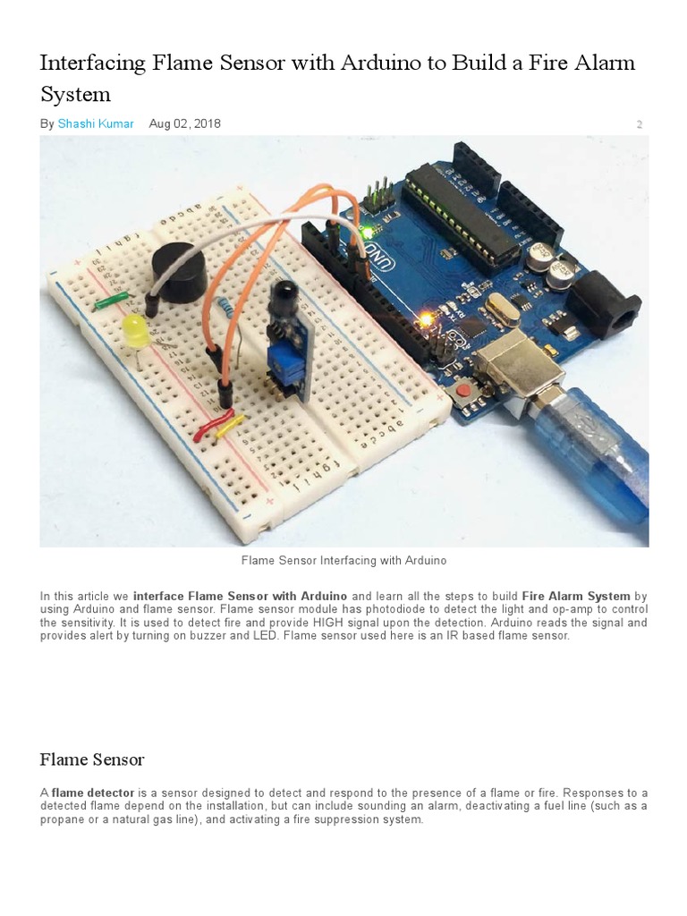 Arduino Flame Sensor Interfacing To Build A Fire Alarm System Pdf Infrared Arduino