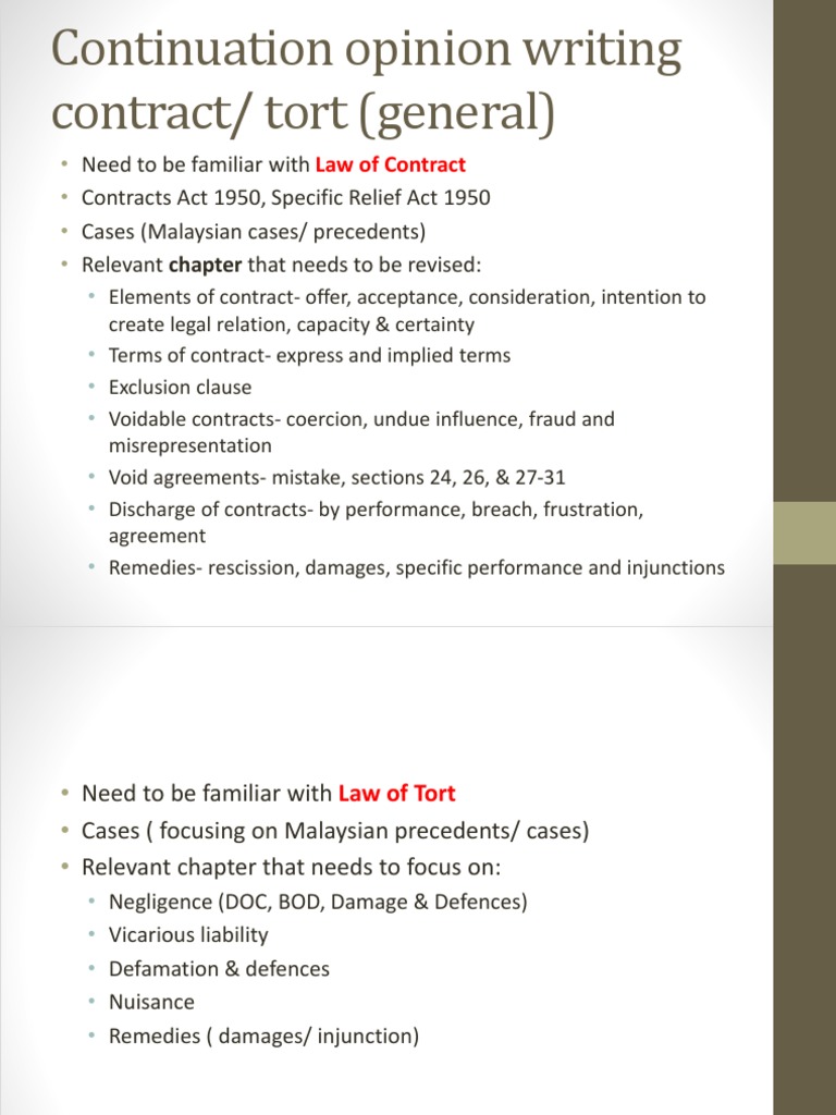 Legal Opinion Writing in Tort Law | PDF | Tort | Damages