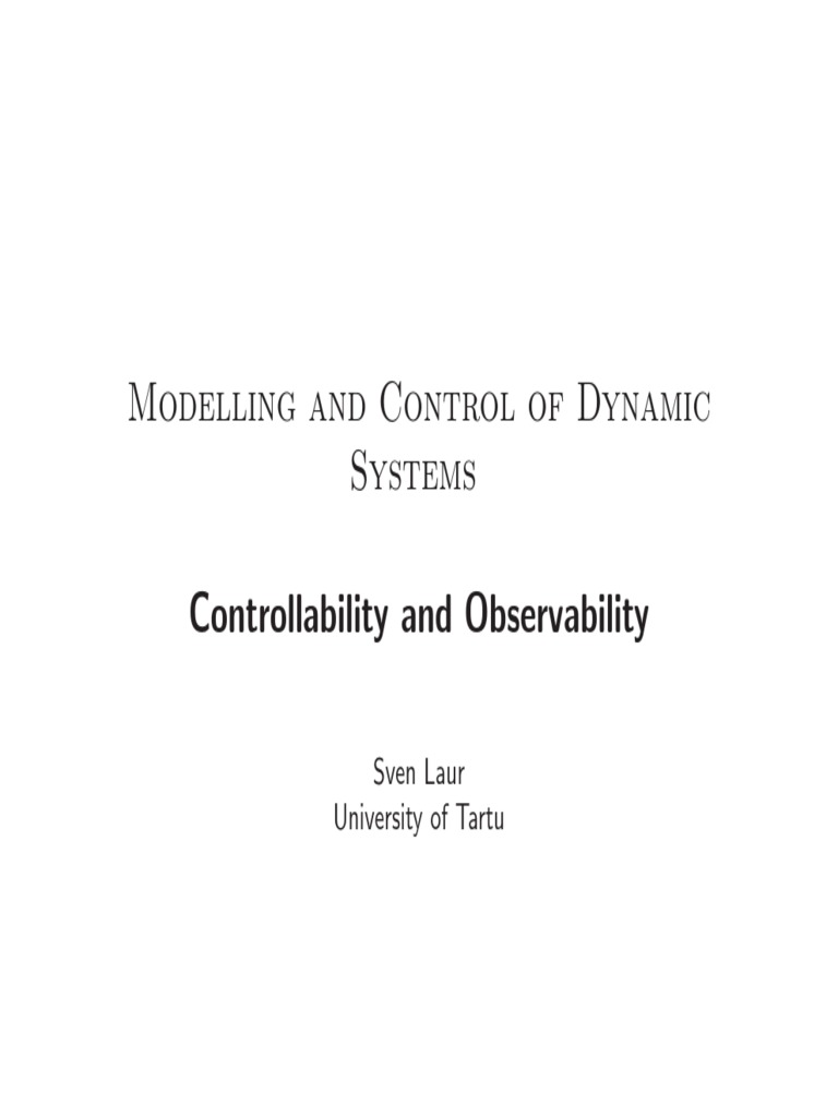 Controllability And Observability Pdf Control Theory Applied