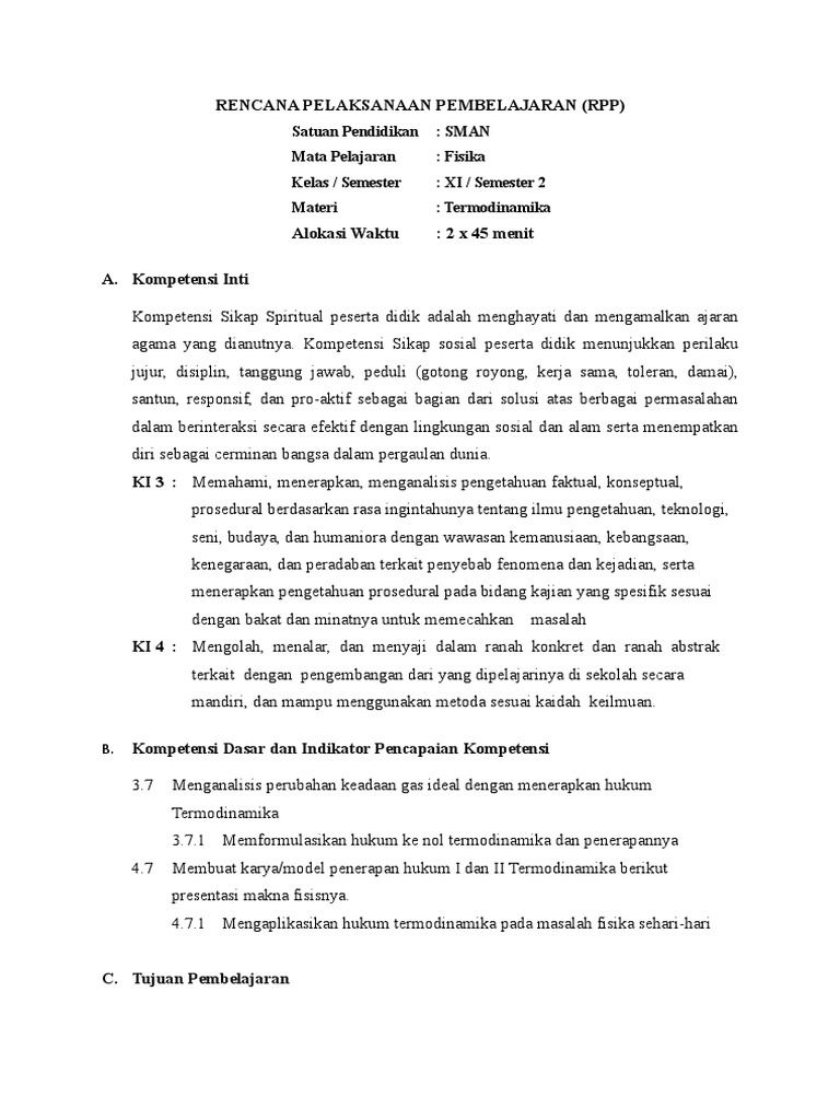 RPP TERMODINAMIKA Termokopel | PDF