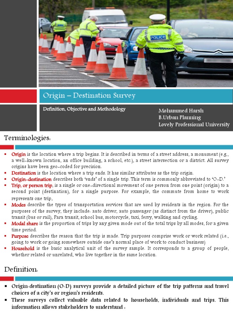 Origin - Destination Survey: Definition, Objective and Methodology ...
