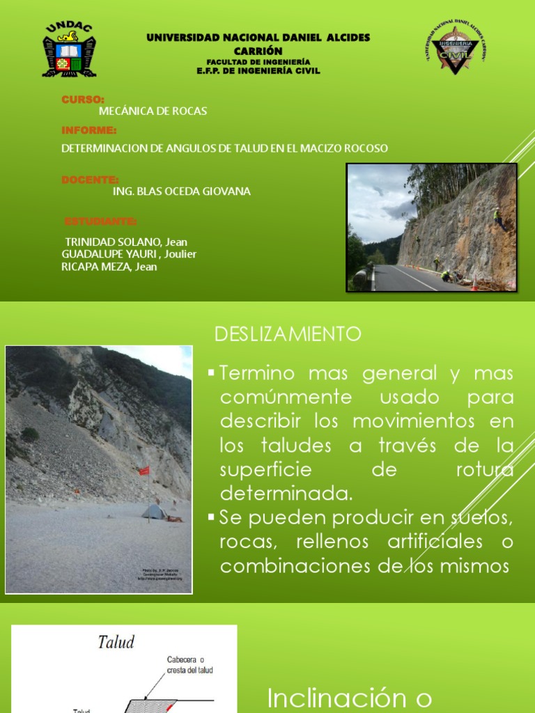 Determinacion de Angulos de Talud en El Macizo Rocoso | PDF | Earth ...