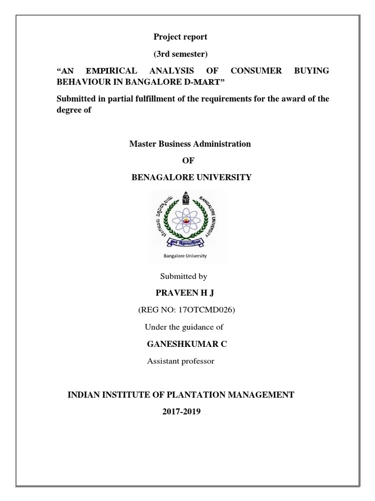 Mba Project | PDF | Consumer Behaviour | Retail