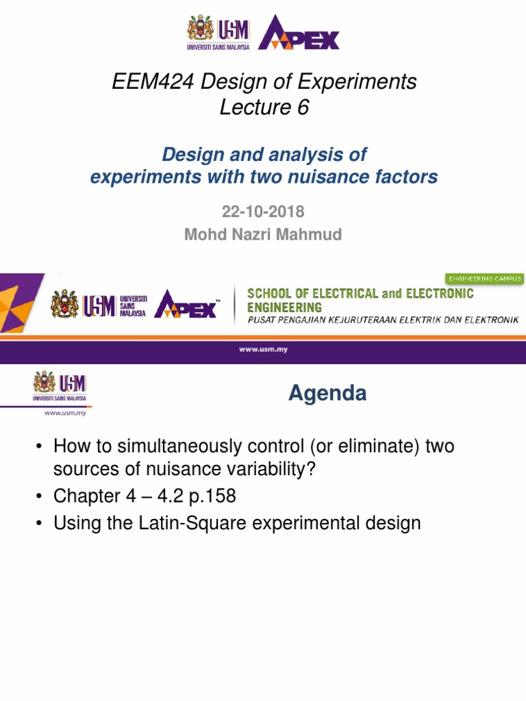 Design and Analysis of Experiments With Two Nuisance Factors | PDF | Experiment | Analysis Of ...
