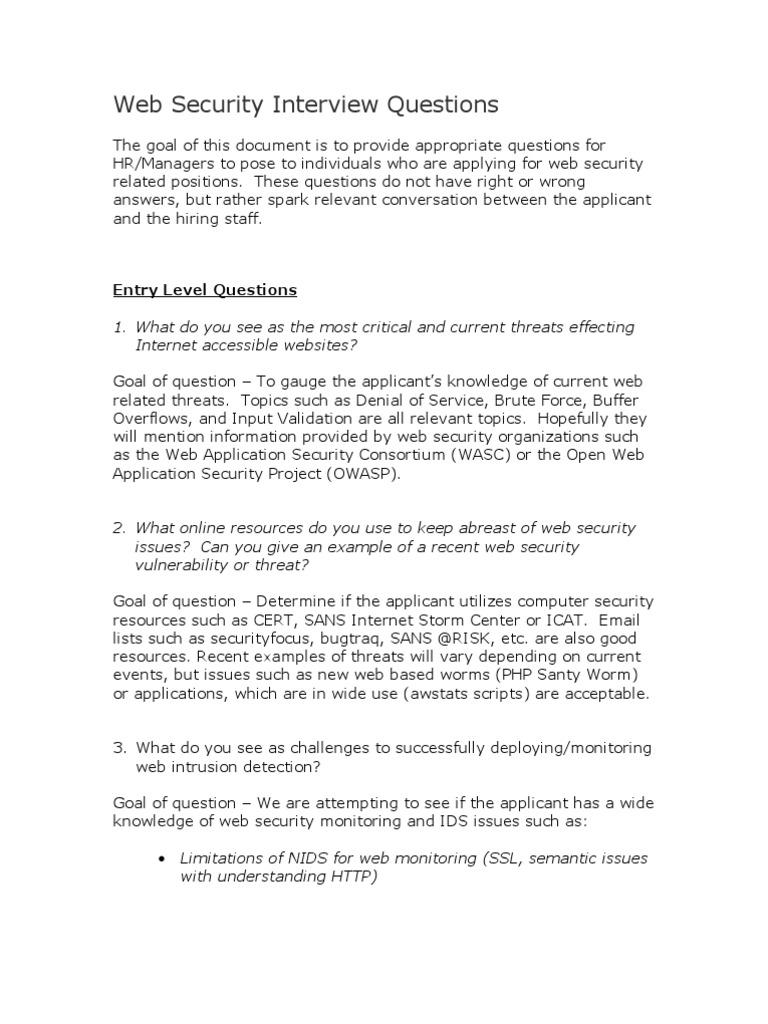 Web Security Interview Questions and Answers | PDF