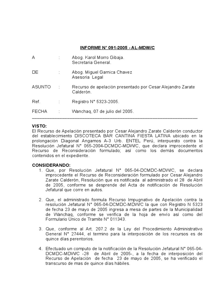 Modelo de Informe de Apertura de Proceso Administrativo Disciplinario ...