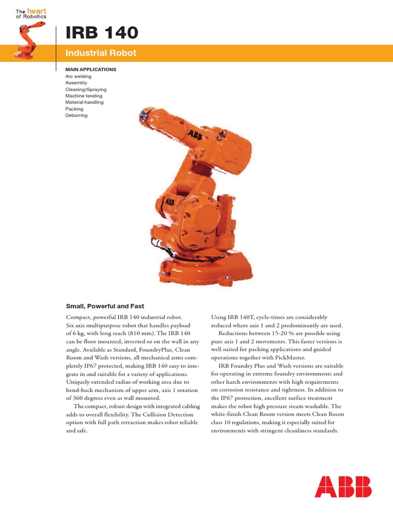 Irb 140 PR 10031en - R7 LR | PDF | Robot | Robotics
