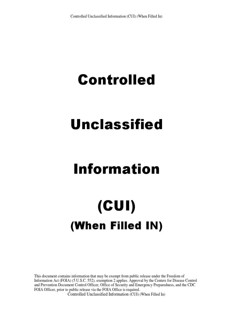 Controlled Unclassified Information (CUI) : (When Filled IN) | PDF ...