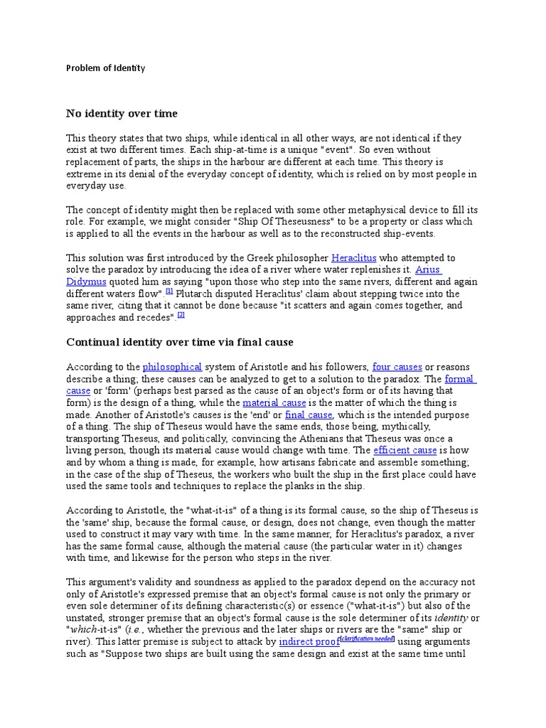 Problem of Identity | PDF | Psychological Concepts | Logic