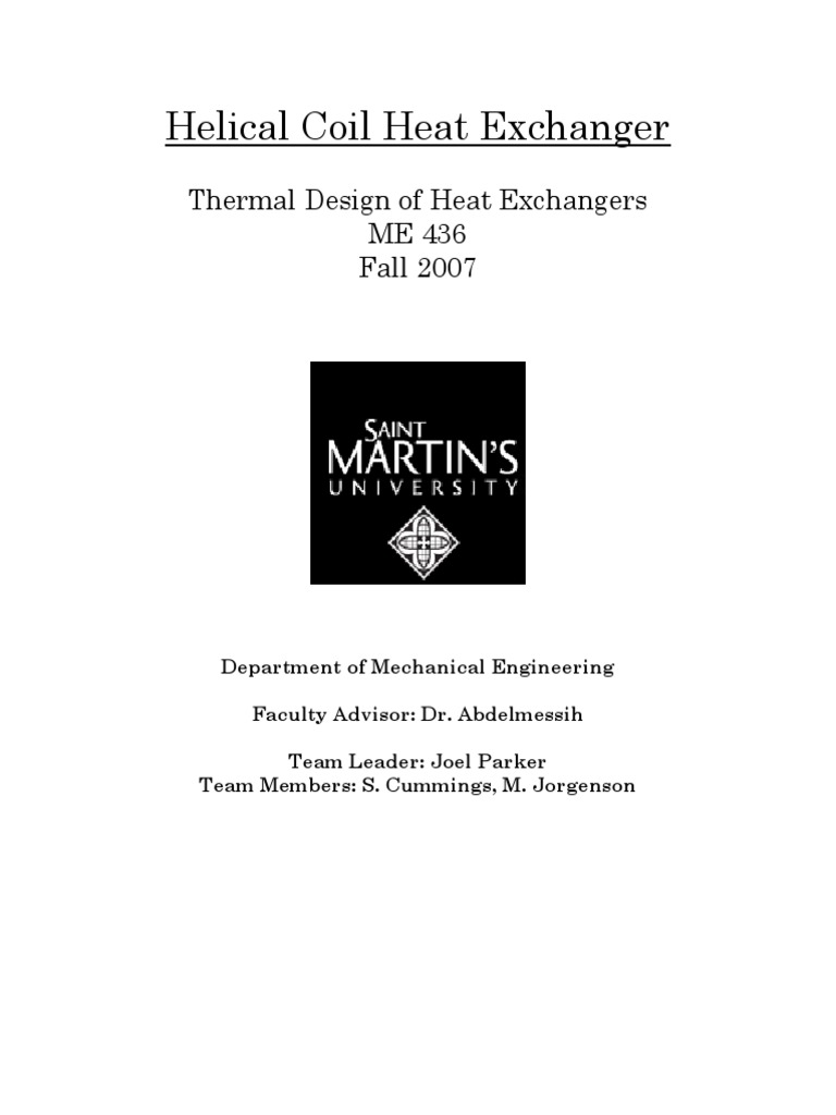 Helical Coil Heat Exchanger Pdf Water Heating Heat Exchanger