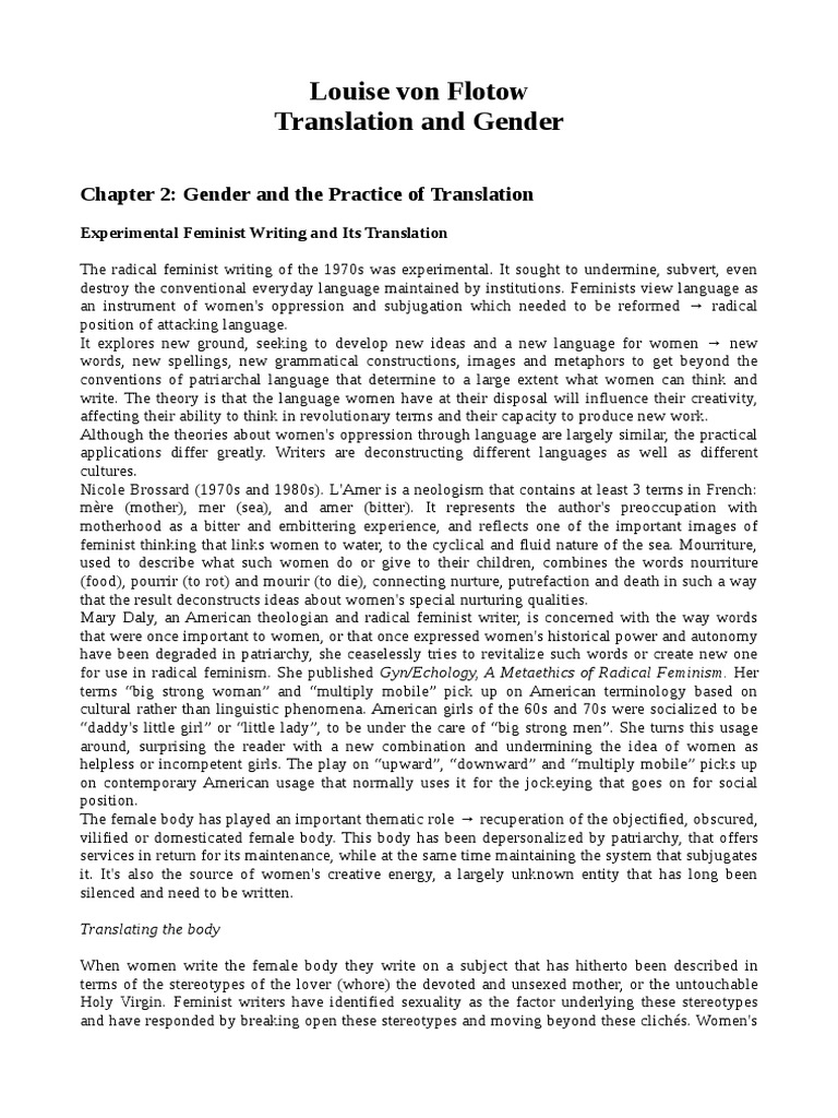 Gender and The Practice of Translation | PDF | Women's Writing ...