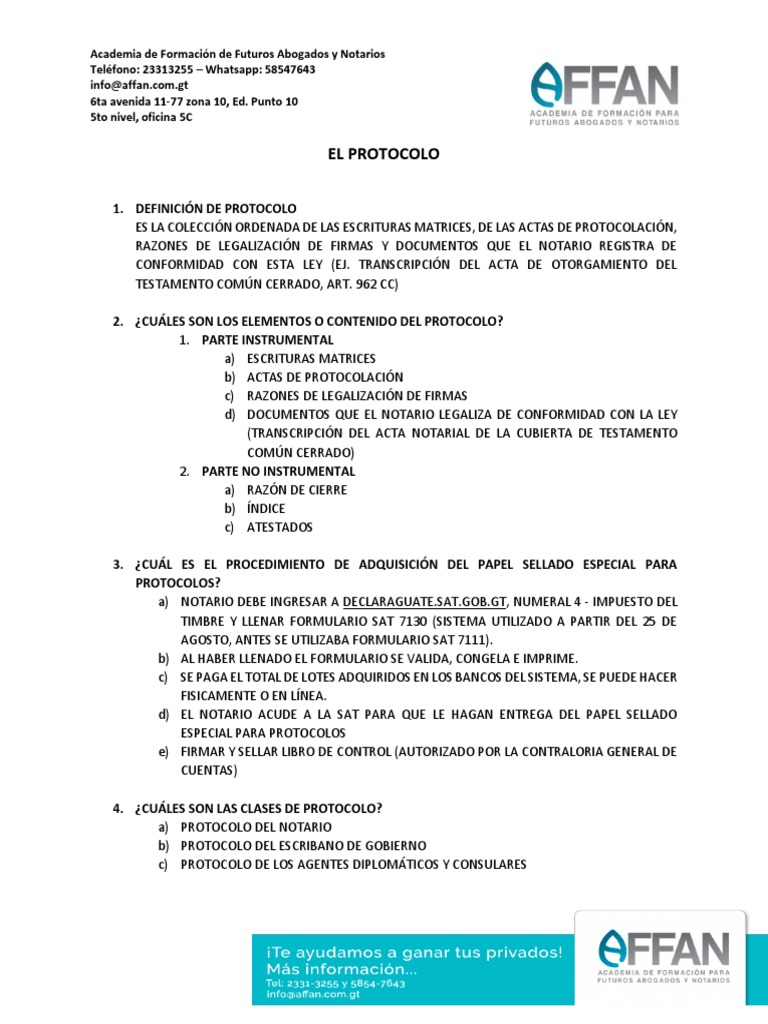 Protocolo Notarial: Definición y Procedimientos | PDF