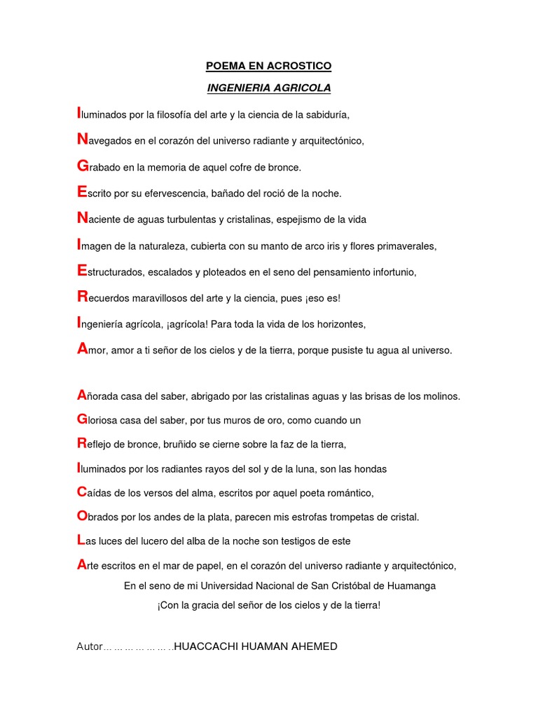 Poema en Acrostico | PDF
