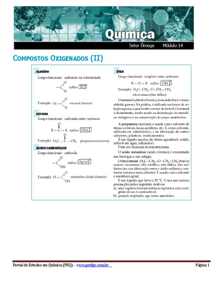 Compostos Oxigenados (II) | PDF | Éter | Aldeído