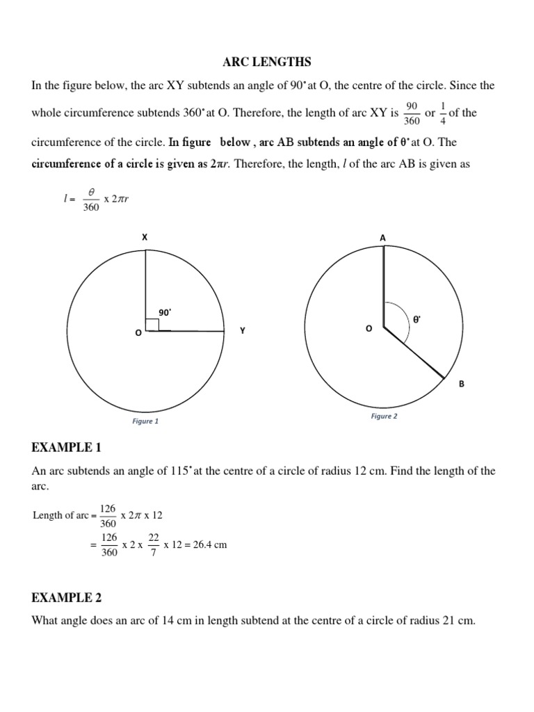 Arc Length and Sector Area Worksheet | PDF | Angle | Area