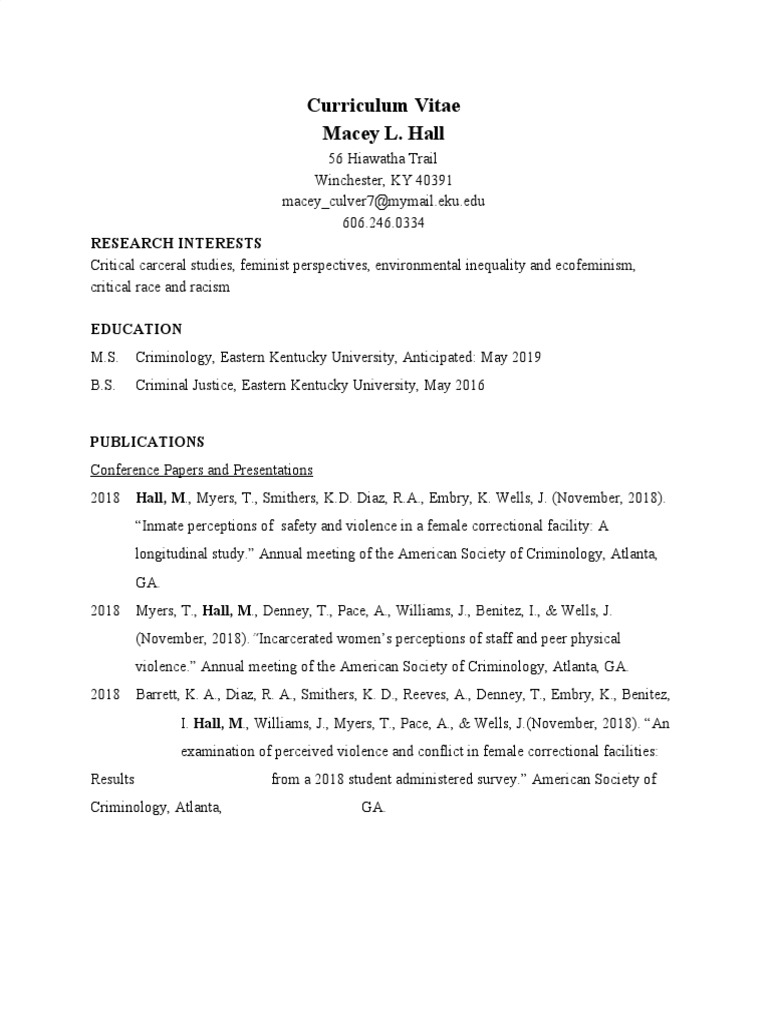 CV 2018 | PDF | Deviance (Sociology) | Justice