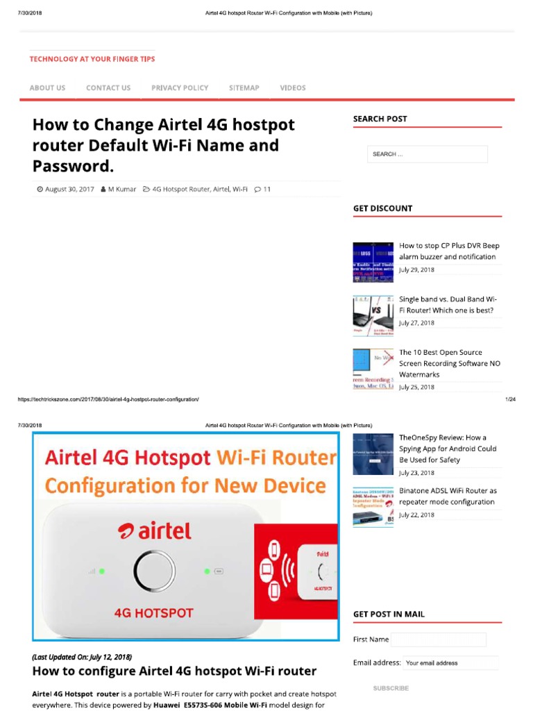 Airtel 4g Hotspot Config | PDF